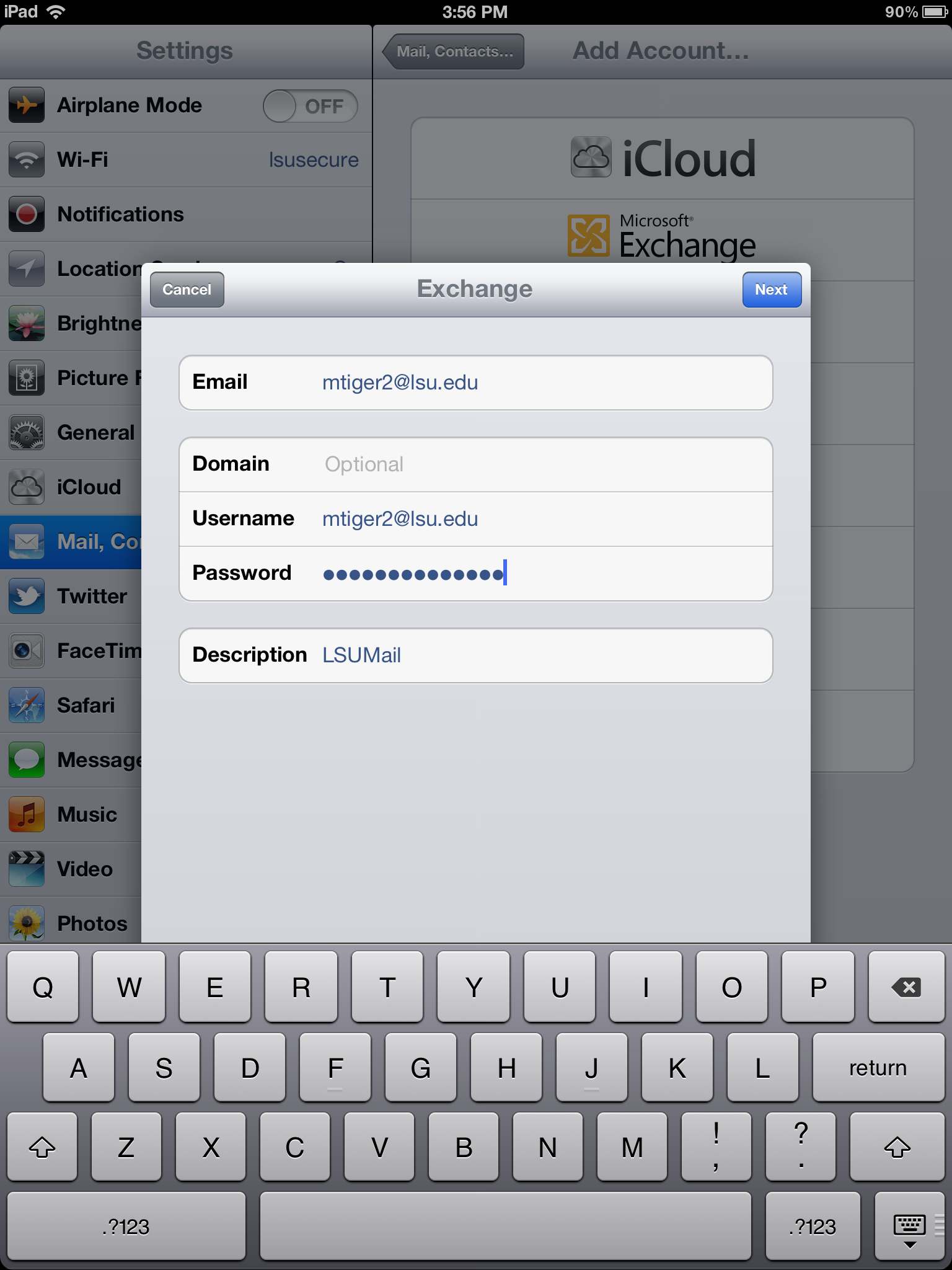 LSUMail: Set Up Device | iPad - GROK Knowledge Base