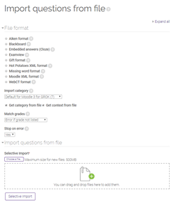 Moodle Activities Resources ion Bank Import ions GROK Knowledge Base